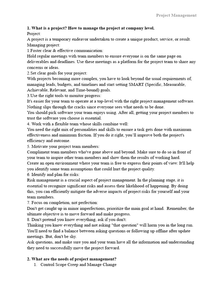 PM Unit 1 | PDF | Project Management | Business