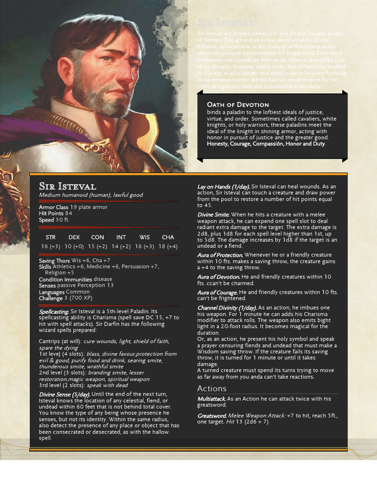 Sir Isteval: Cormyr's Paladin Delegate | PDF