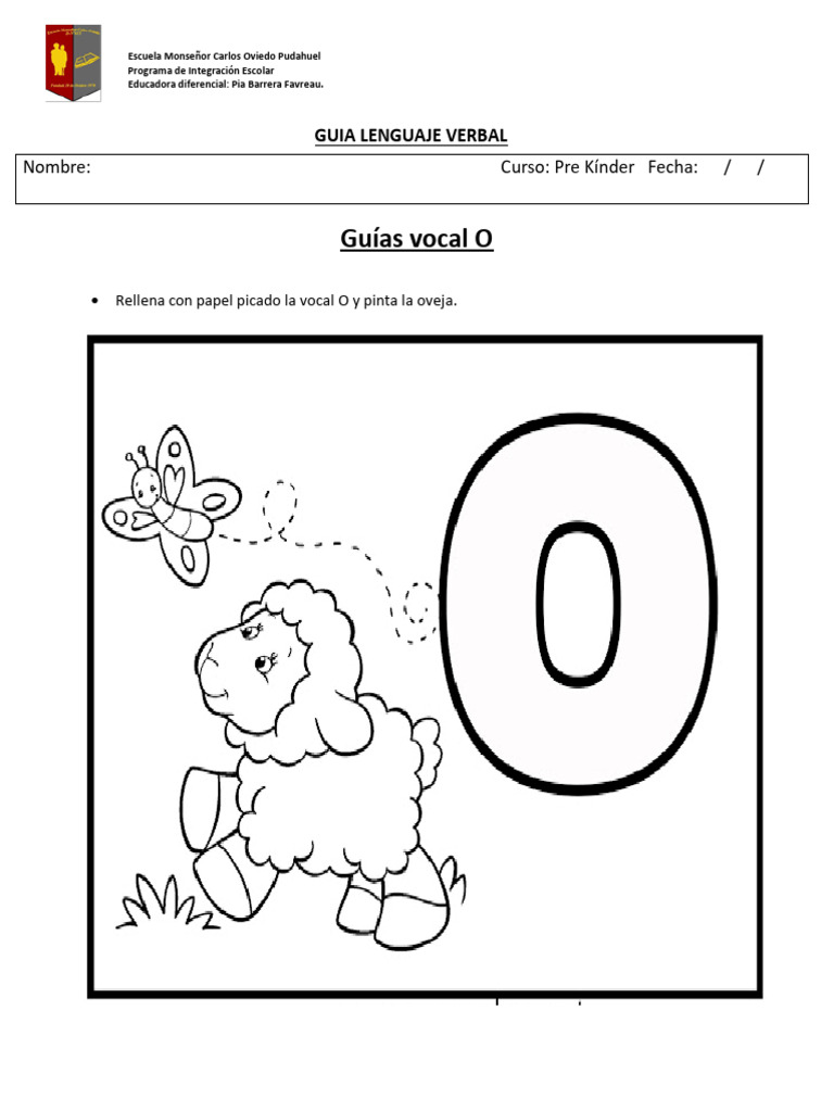 Guia-Vocal-O - y Numero 6 Prekinder | PDF | Artes del Lenguaje y ...