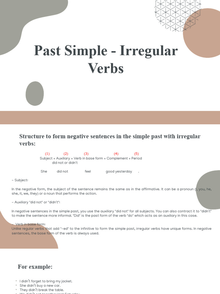Simple Past Irregular Verbs | PDF | Verb | Subject (Grammar)