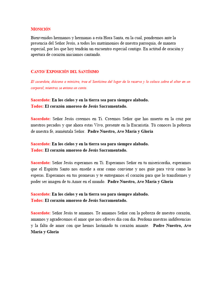 Hora Santa para Matrimonios | Descargar gratis PDF | eucaristía ...