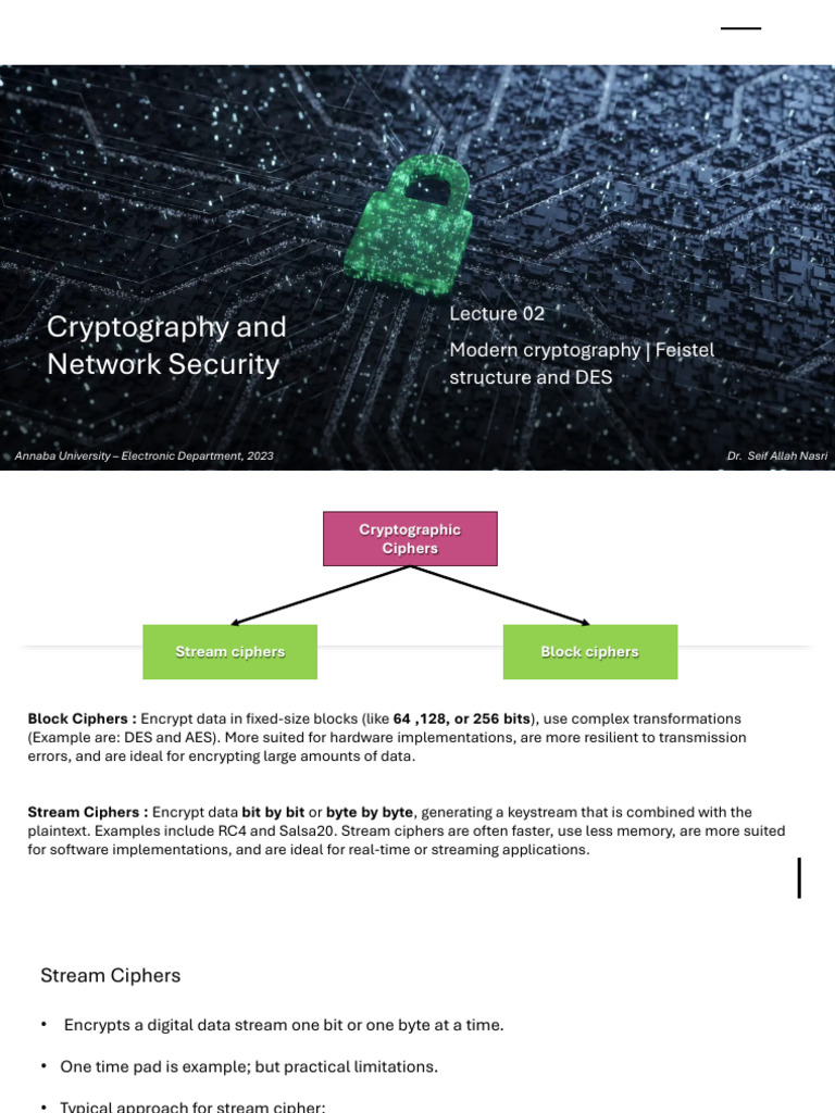 Cryptography and Network Security Lecture 2 | PDF