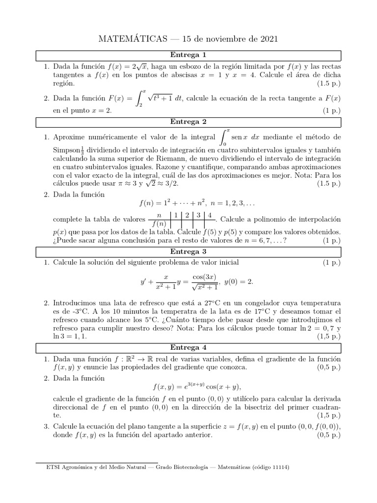 Matem ATICAS - 15 de Noviembre de 2021 | PDF | Integral | Análisis