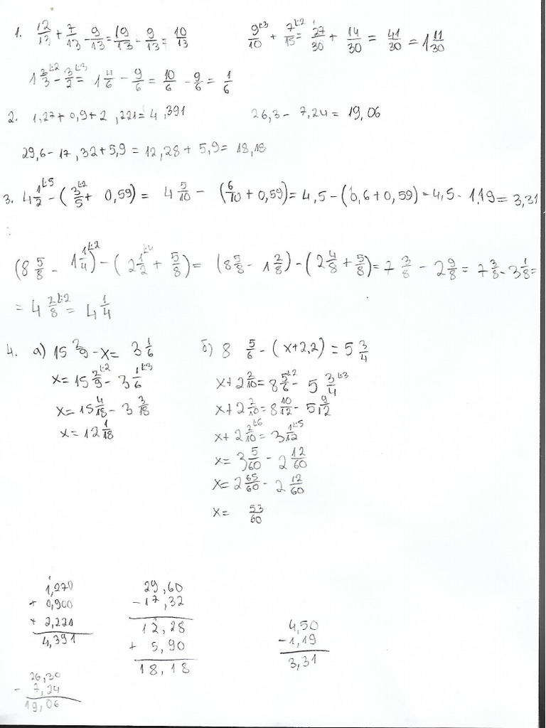 Provera Znanja Matematika - Razlomci I Decimalni Brojevi | PDF