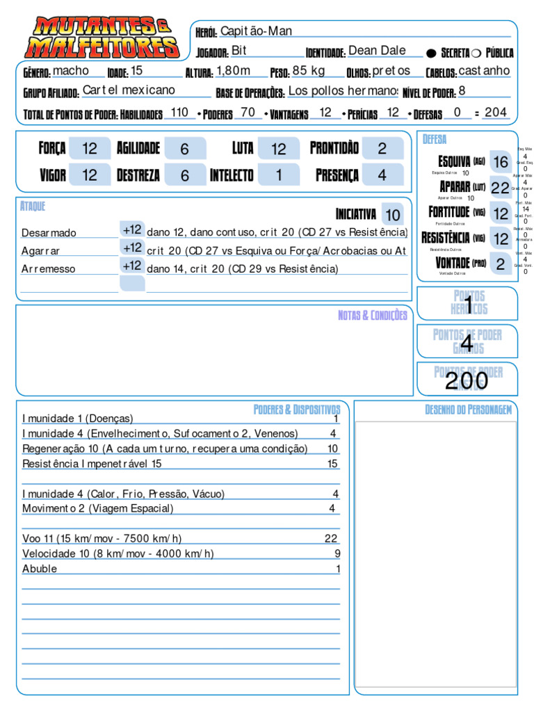 Ficha Capitão-Man - NP8 - V2 | PDF