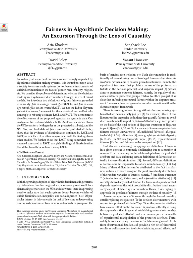 Fairness in Algorithmic Decision Making | PDF | Causality | Confounding