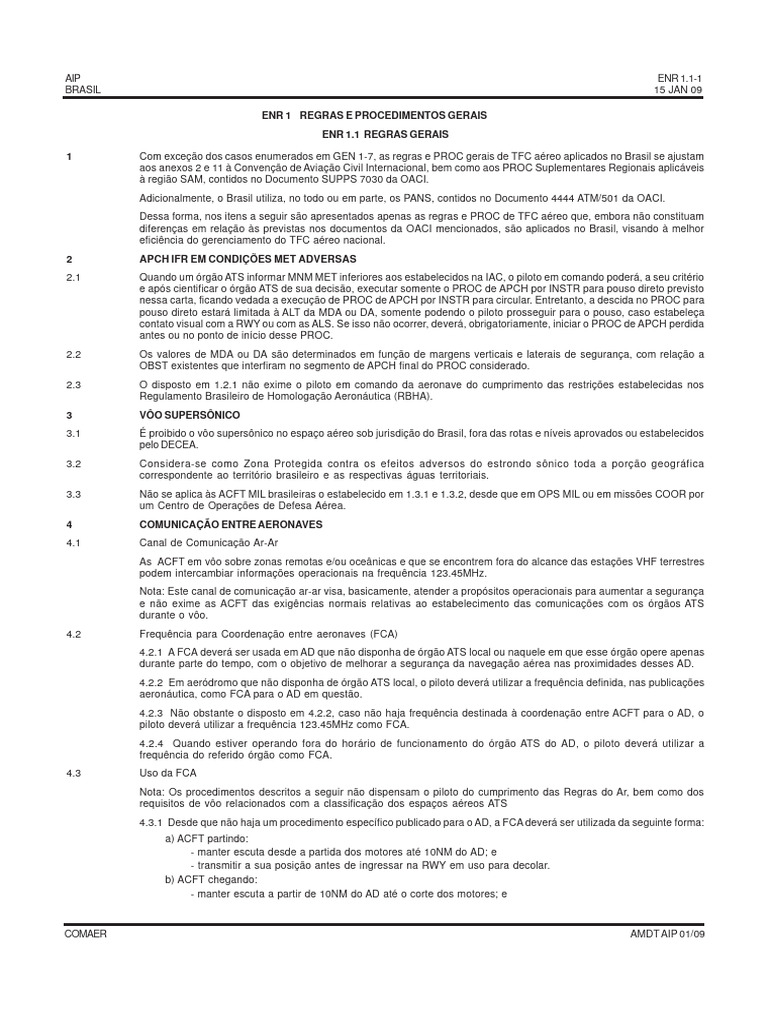 Aip-Brasil - Enr 1 Regras e Procedimentos Gerais - 21-2011-03-10 | PDF | Regras de voo por ...