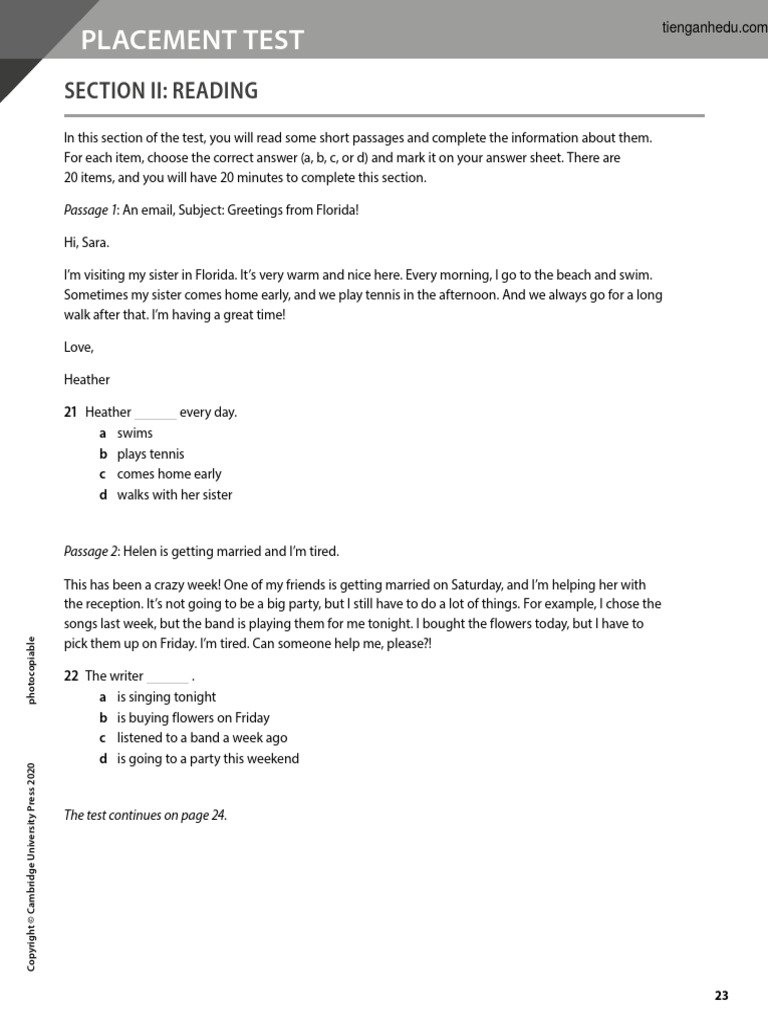 Evolve Placement Tests-23-28 | PDF