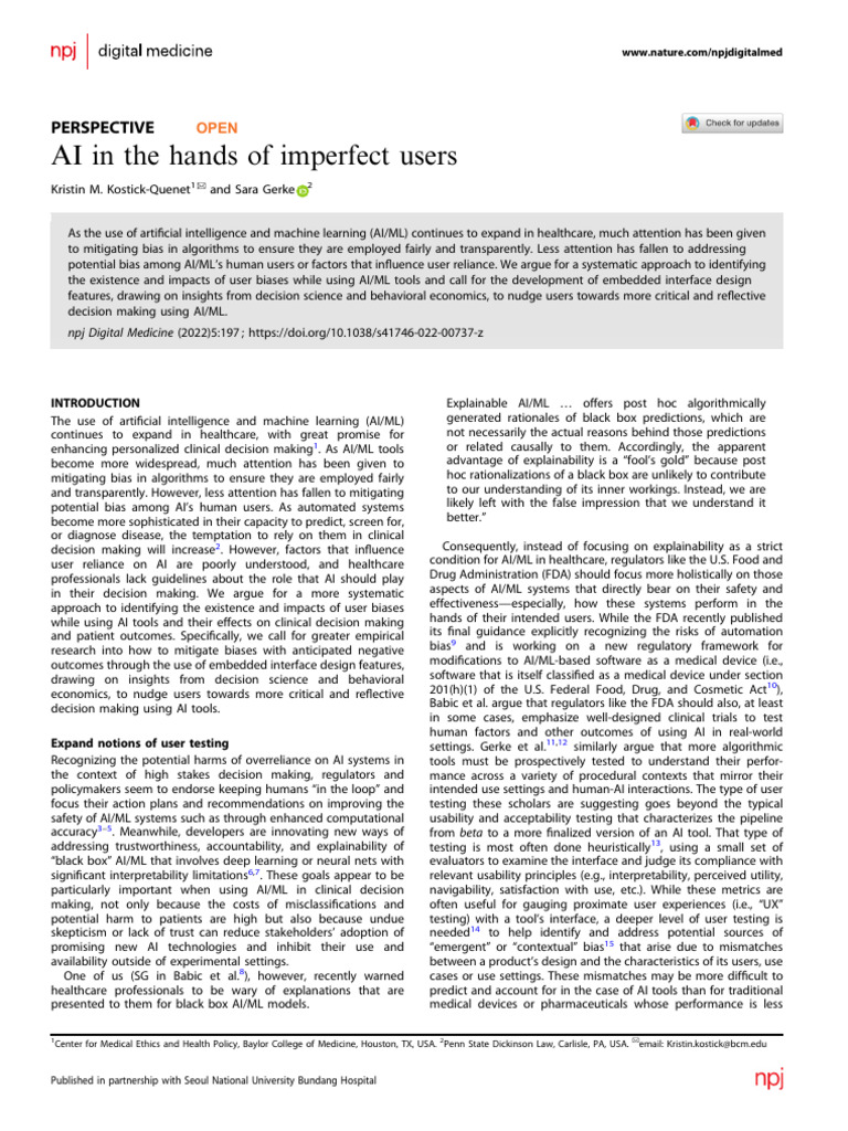 Ai In The Hands Of Imperfect Users 1698785402 Pdf Artificial