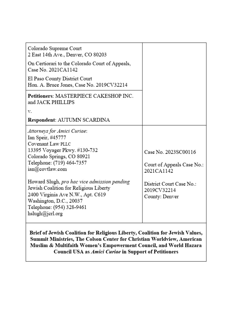 Amici Curiae Brief on Religious Liberty | PDF | First Amendment To The ...