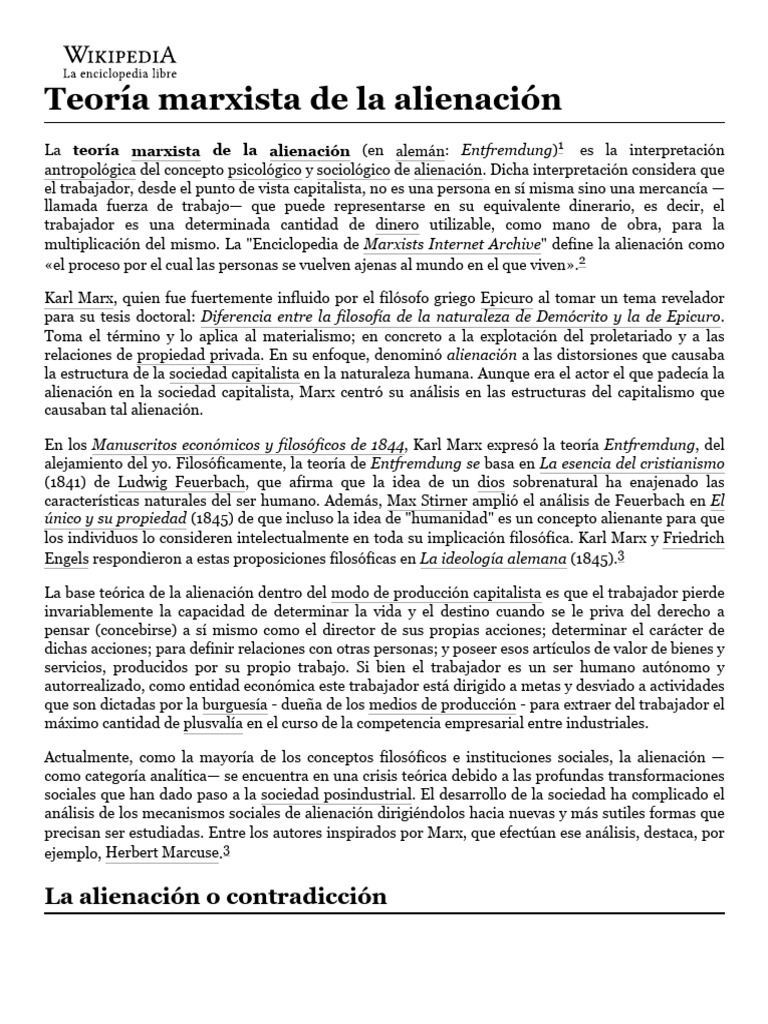Teoria Marxista de La Alienacion | PDF | La teoría de la alienación de ...