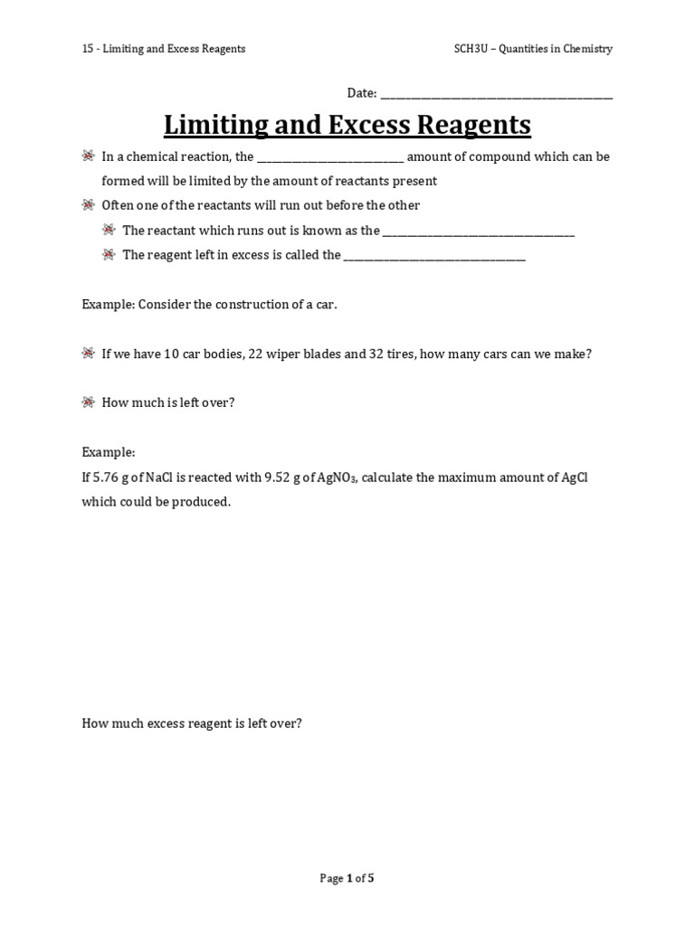 15 - Limiting and Excess Reagents | PDF | Chemical Compounds | Chemistry