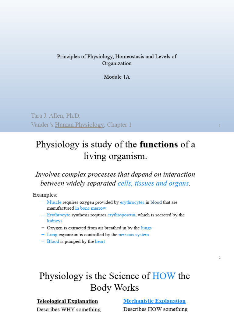 Module 1A - Ch.1 (Cells, Tissues and Homeostasis) 2023 | PDF ...
