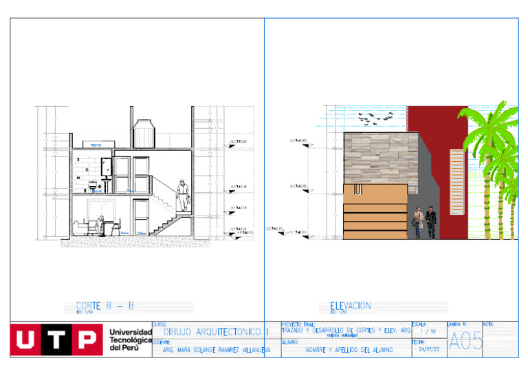Corte B-b y Elevacion | PDF