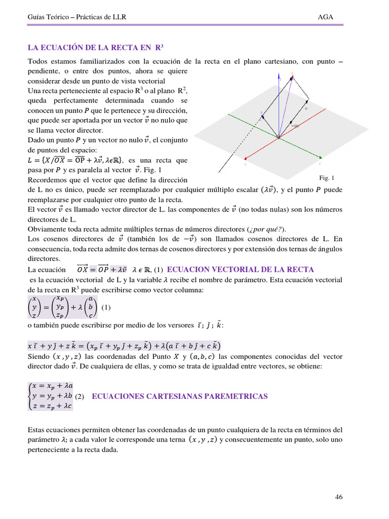 Ecuaciones de la Recta en R3: Guía Teórica | PDF | Vector Euclidiano ...