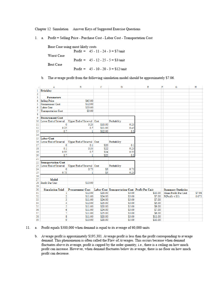 Answer Keys - Excercise Questions-Ch11 | PDF | Profit (Economics) | Demand