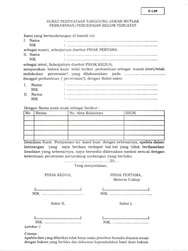 Form F1.05 | PDF