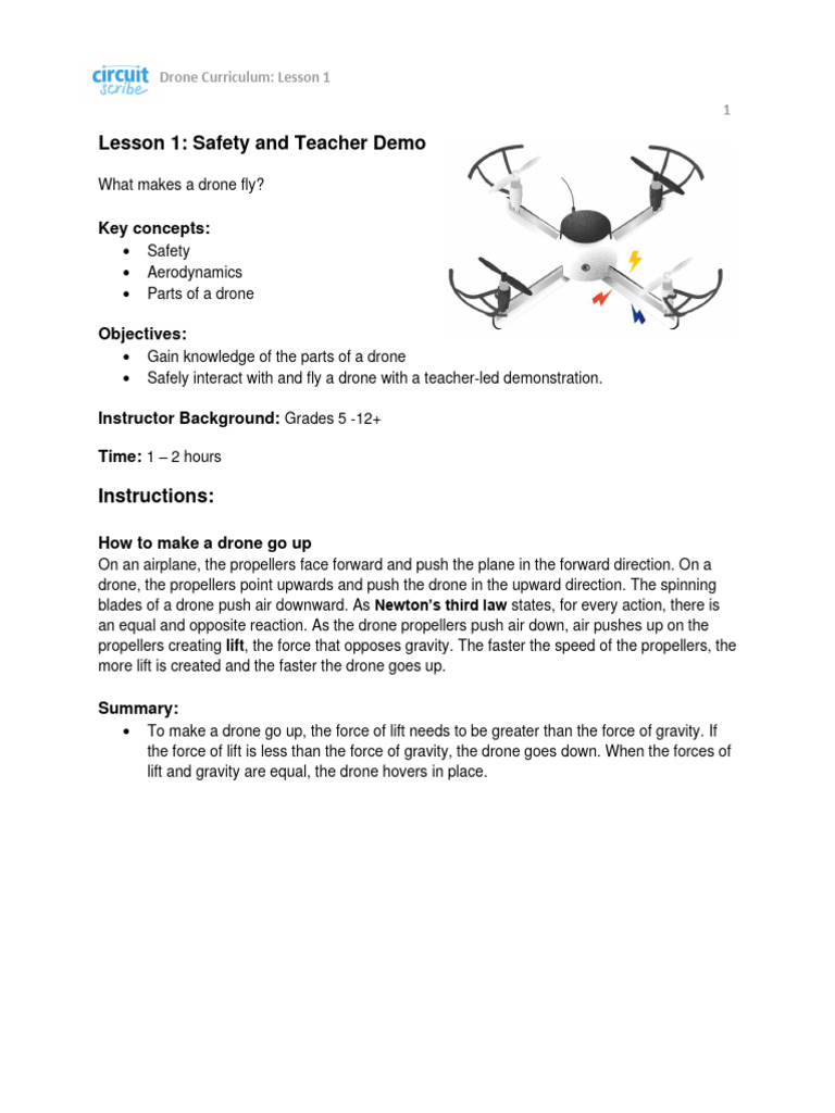 Drone Curriculum: Lesson 1 Overview | PDF | Force | Weight