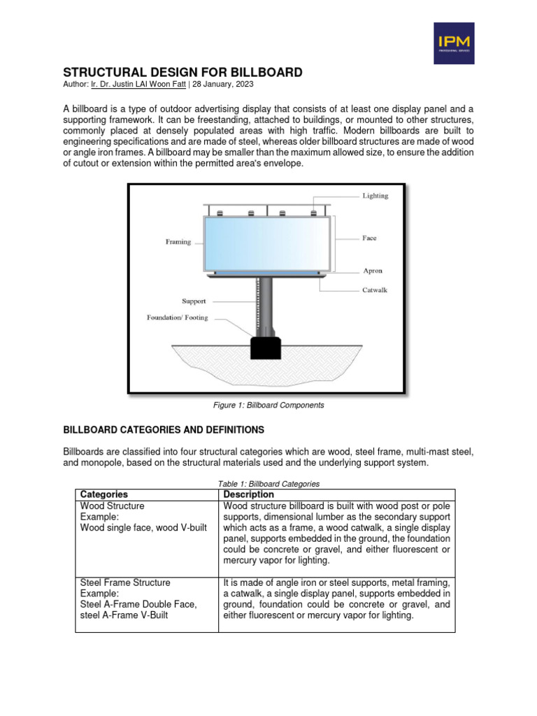 Structural Design For Billboard | PDF | Billboard | Wood