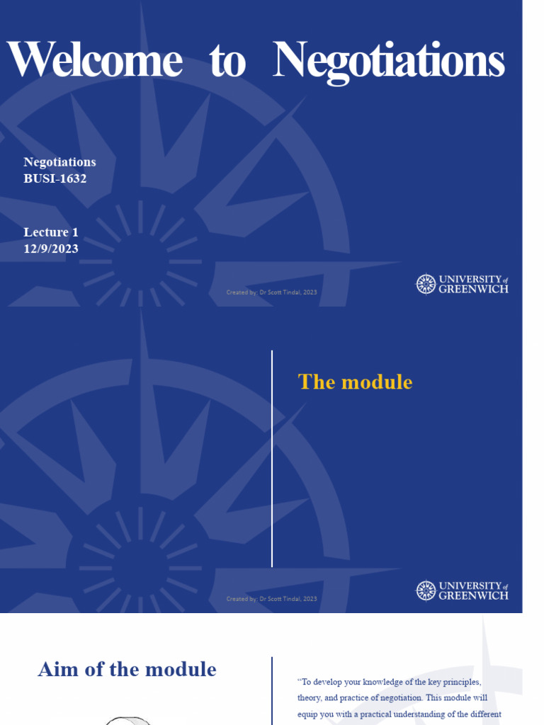 1 Lecture Welcome To Negotiations BUSI1632 | PDF | Art