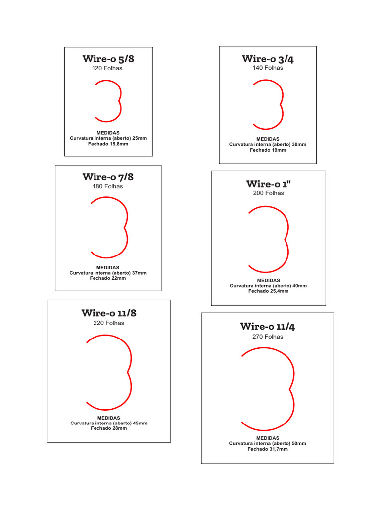 Medidas e Tamanhos de Wire-O | PDF | Casa e Jardim