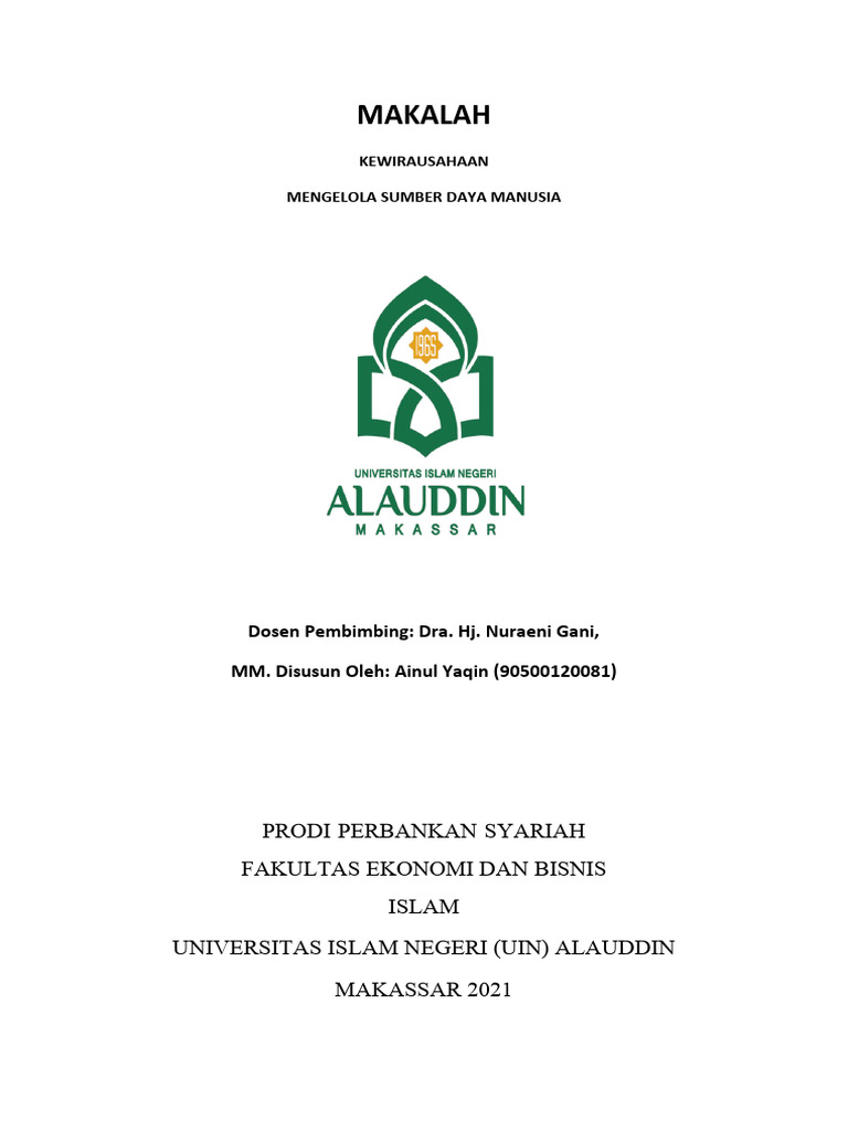 Makalah - Kewirausahaan - AINUL YAQIN (9050012081) | PDF | Karier & Perkembangan