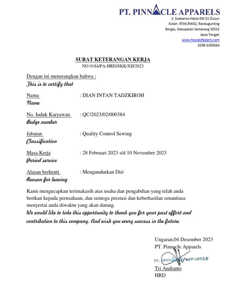 PT Pinnacle Apparel | PDF