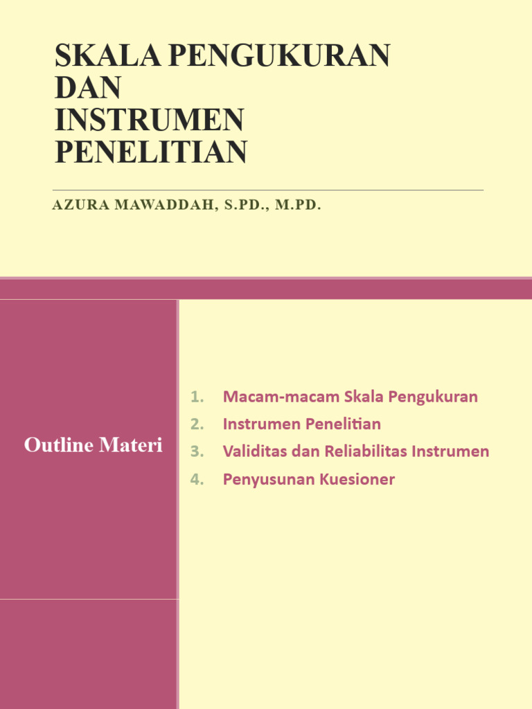 Skala Pengukuran Dan Instrumen Penelitia | PDF | Pengembangan Diri