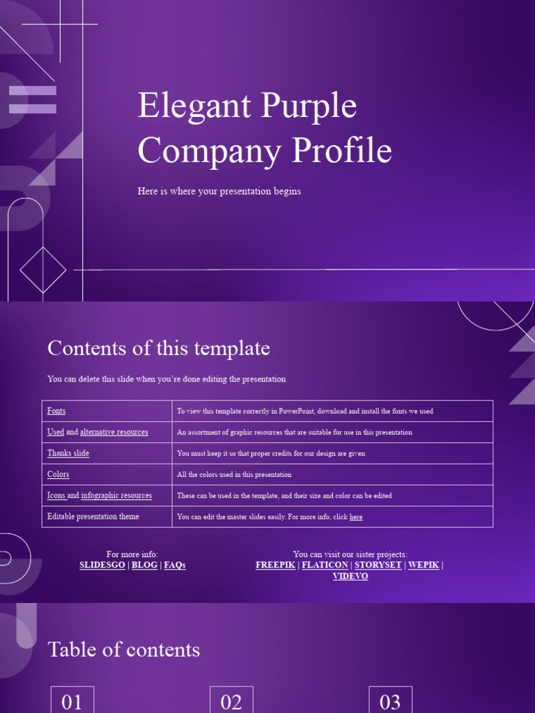 Elegant Purple Company Profile Template | PDF | Planets | Saturn