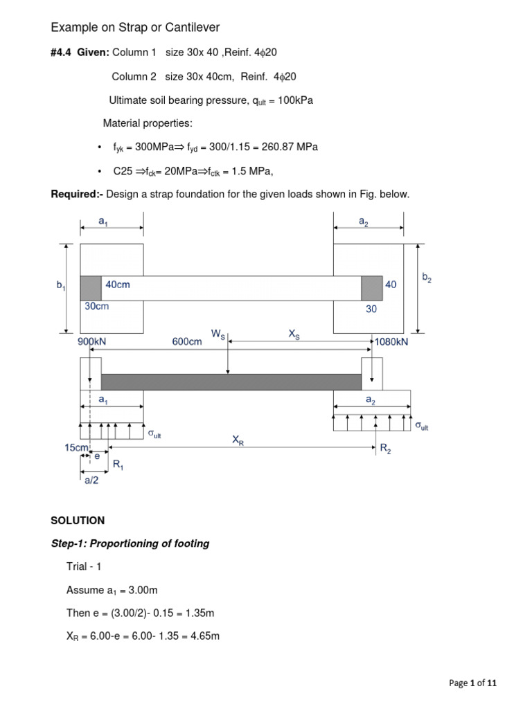 Chapter - 4 - Design of Footings-4-Strap Footing | PDF | Materials | Solid Mechanics