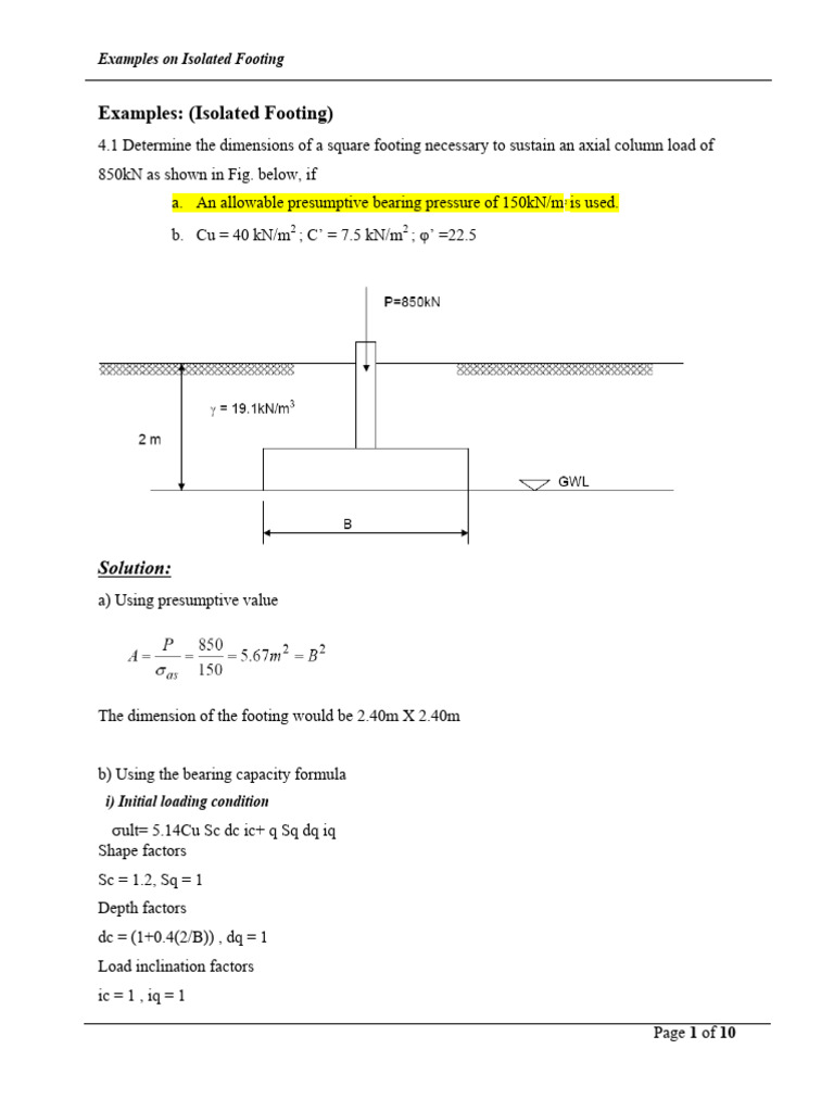 Chapter - 4 - Design of Footings-2-Isolated Footing | PDF | Bending ...