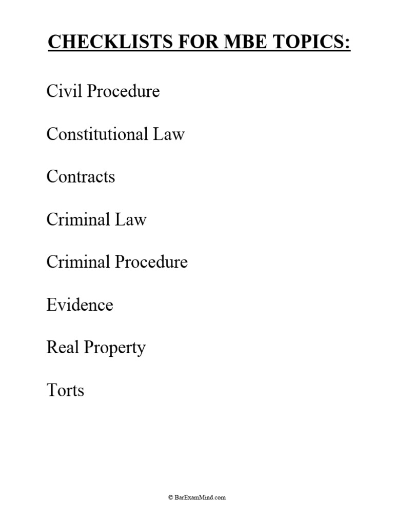 MBE Checklists | PDF | Easement | Negligence