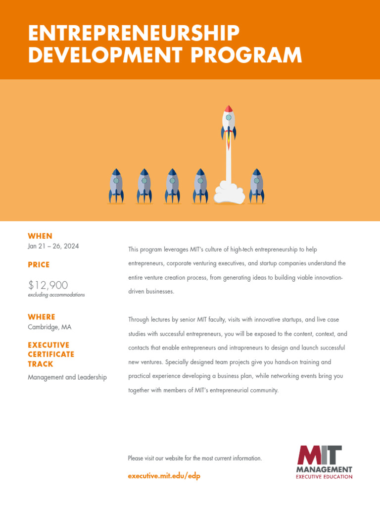 Entrepreneurship Development Program | PDF | Entrepreneurship | Startup ...