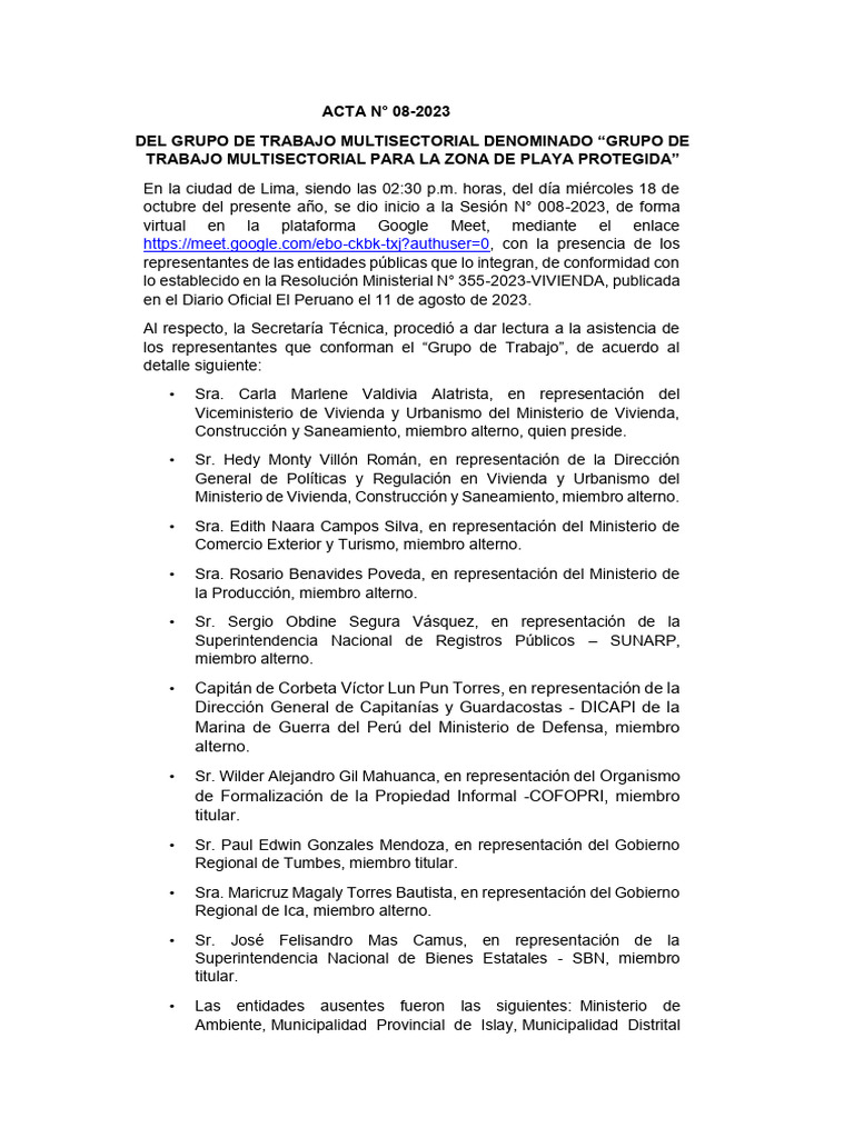 ACTA #8 - Firmado | Descargar gratis PDF | Perú | América del Sur