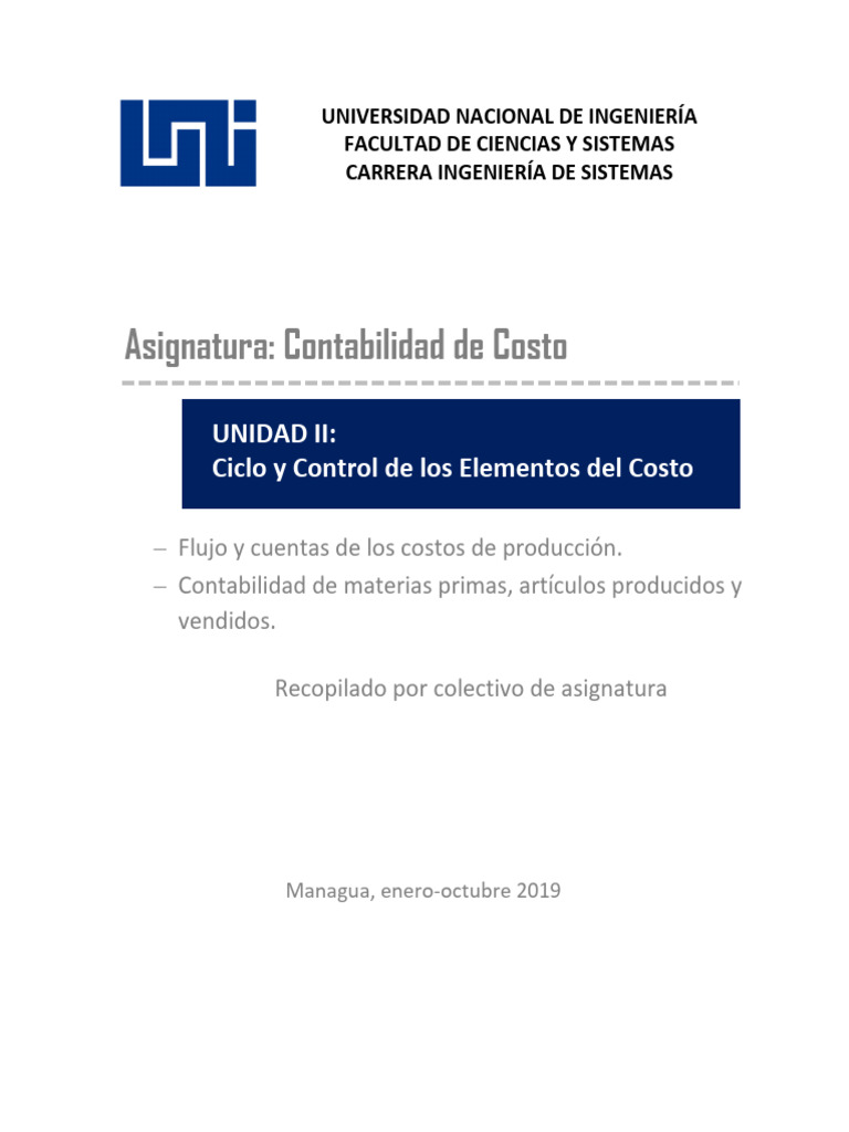 CC-II Unidad-Documento Base Sesión 1-2 | PDF | Costo | Contabilidad