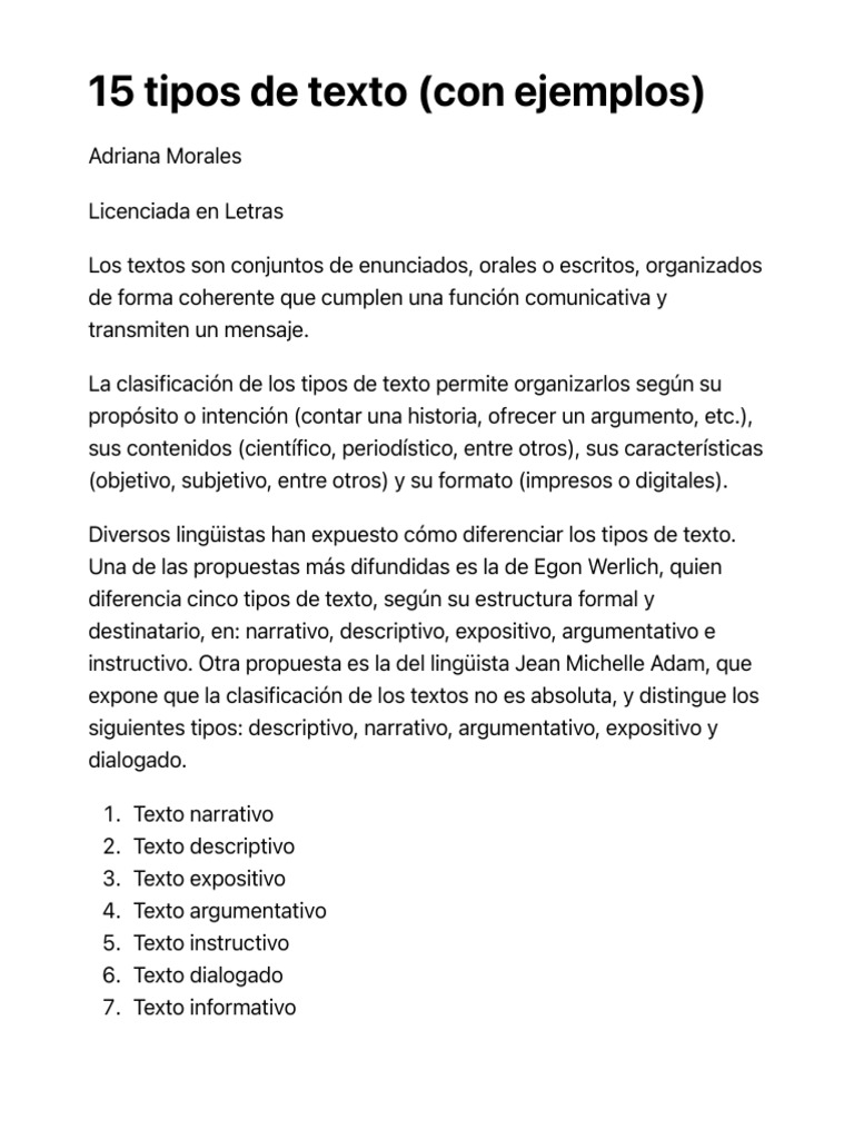 15 Tipos de Texto (Con Ejemplos) - Toda Materia | PDF | Narración ... 15 Tipos de Texto (Con Ejemplos) - Toda Materia | PDF | Narración ...