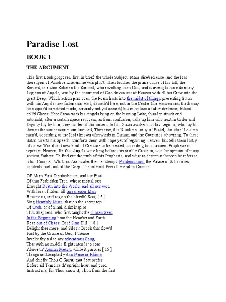 Paradise Lost: Book 1 | PDF | Paradise Lost | Nature