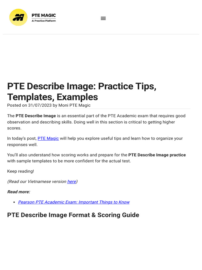 PTE Describe Image: Practice Tips, Templates, Exa | PDF | Pie Chart | Map
