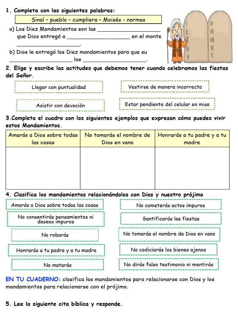 Ficha de Religión 3 Mayo | PDF | Diez Mandamientos | Teología
