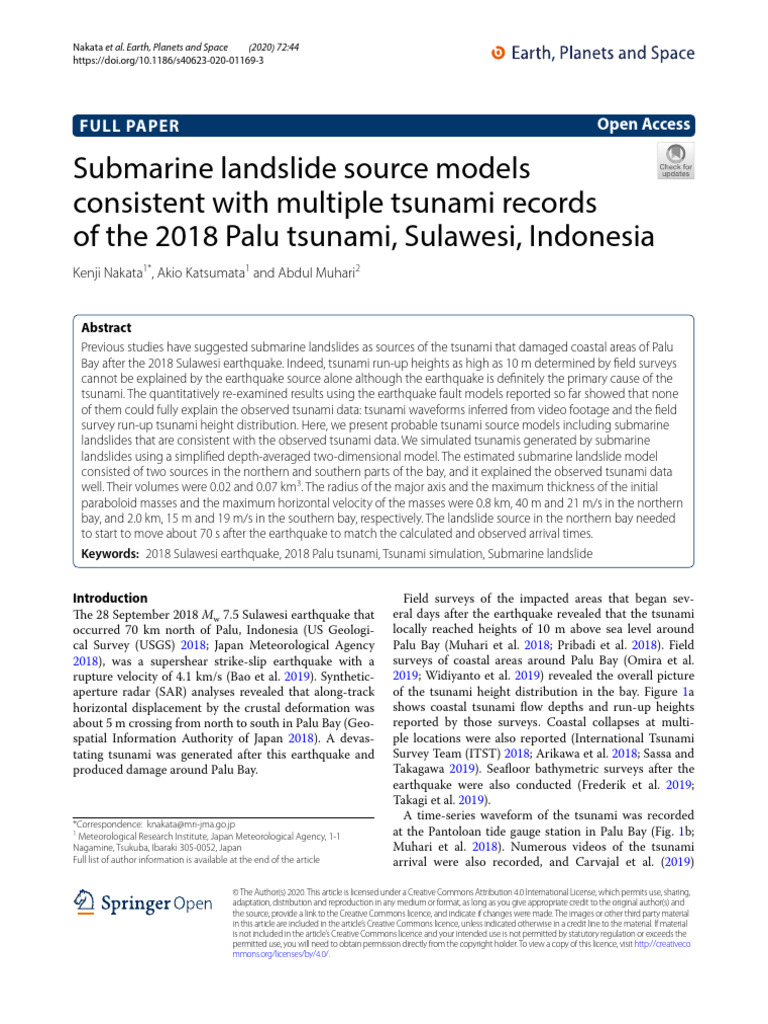 2020 - Submarine Landslide Source Models Consistent With Multiple Tsunami Records Consistent ...