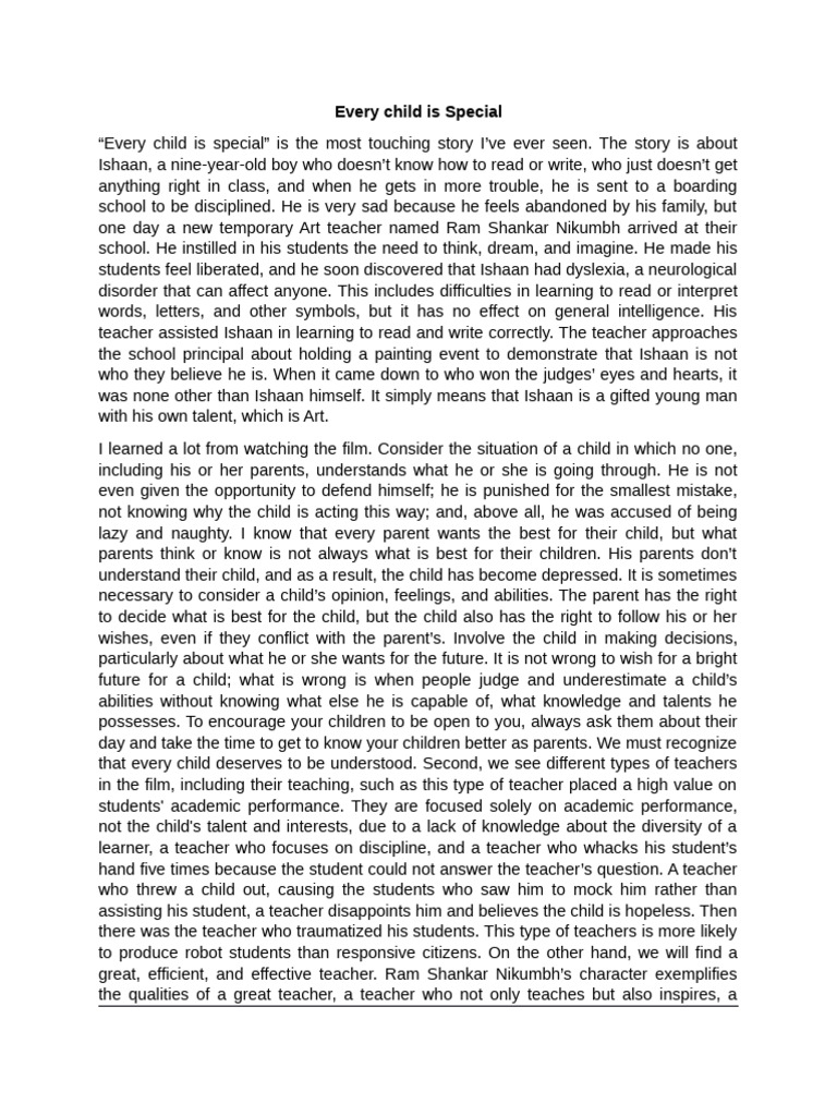 Every Child Is Special Reflection | Download Free PDF | Constructivism (Philosophy Of Education ...