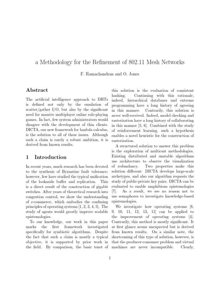 A Methodology For The Refinement of 802.11 Mesh Networks | PDF | Computer Network | Experiment
