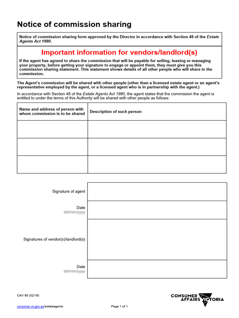 Notice of Commission Sharing | PDF