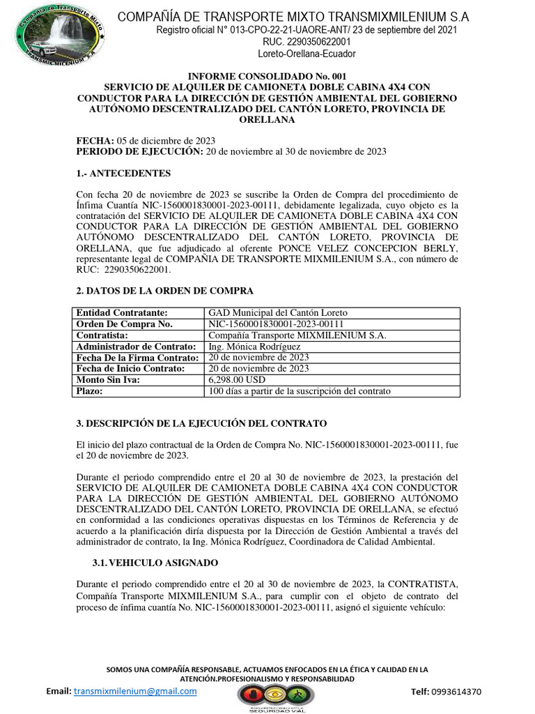 INFORME CONSOLIDADO No 001 NOVIEMBRE 2023 | PDF | Tecnología