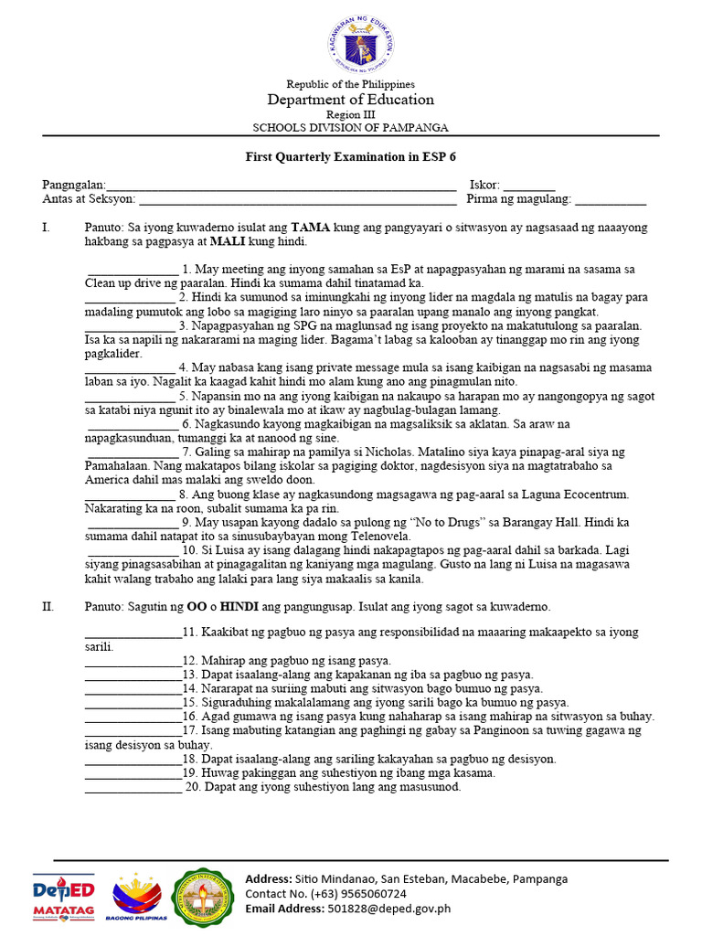 1st Periodical Test | PDF