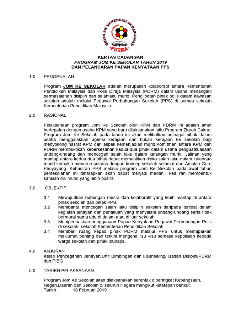 Prog. Jom Hadir Ke Sekolah 2019 | PDF