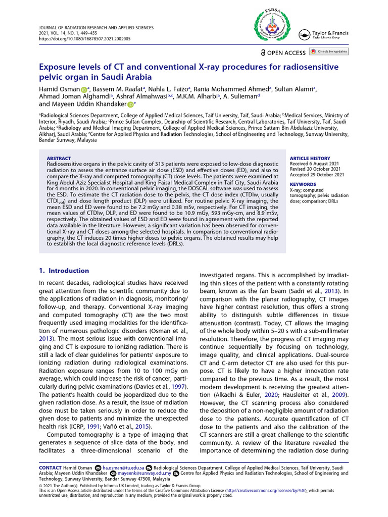 Exposure Levels of CT and Conventional X Ray Pro - 2021 - Journal of ...