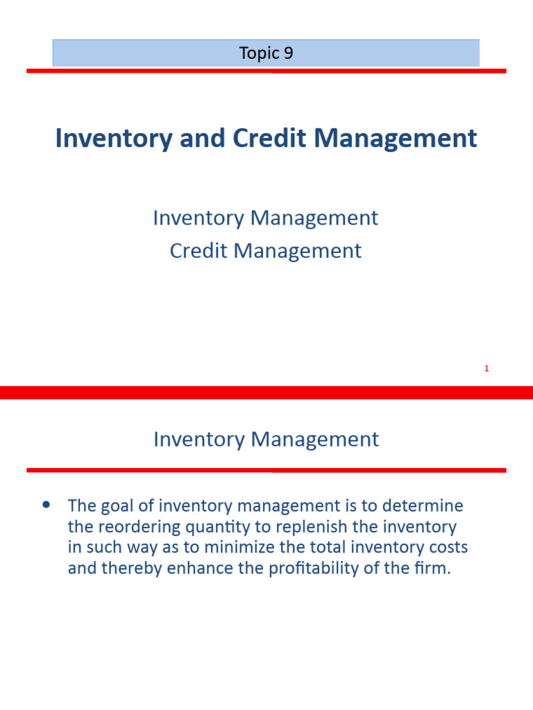 Topic 9 Inventory and Credit Management | Download Free PDF | Inventory | Financial Services