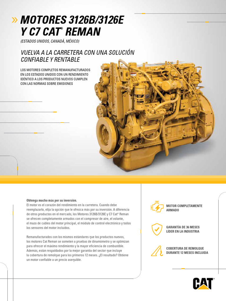 MOTORES 3126B/3126E Y C7 Cat Reman: Vuelva A La Carretera Con Una ...