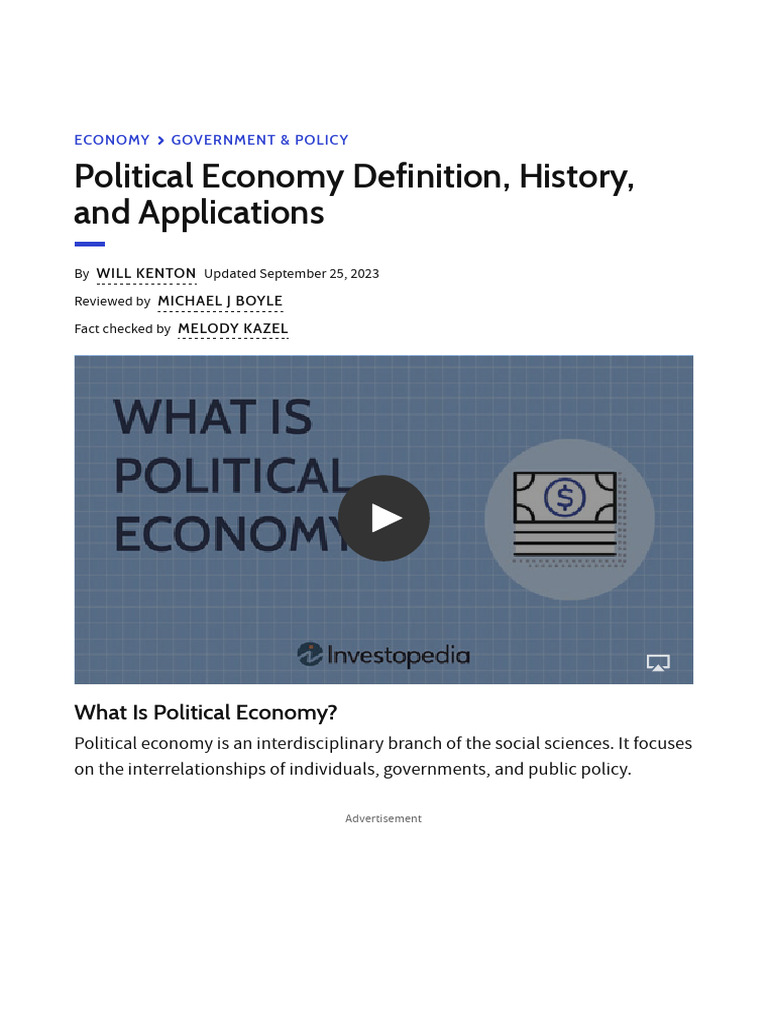 Political Economy Definition, History, and Applications | PDF ...